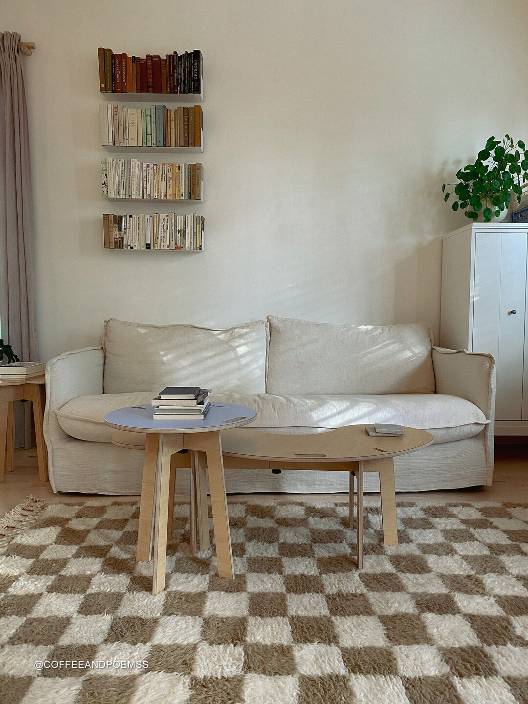 Coffee Table Wavy Table Japandi Scandinavian Coffee Table Modern Coffee ...