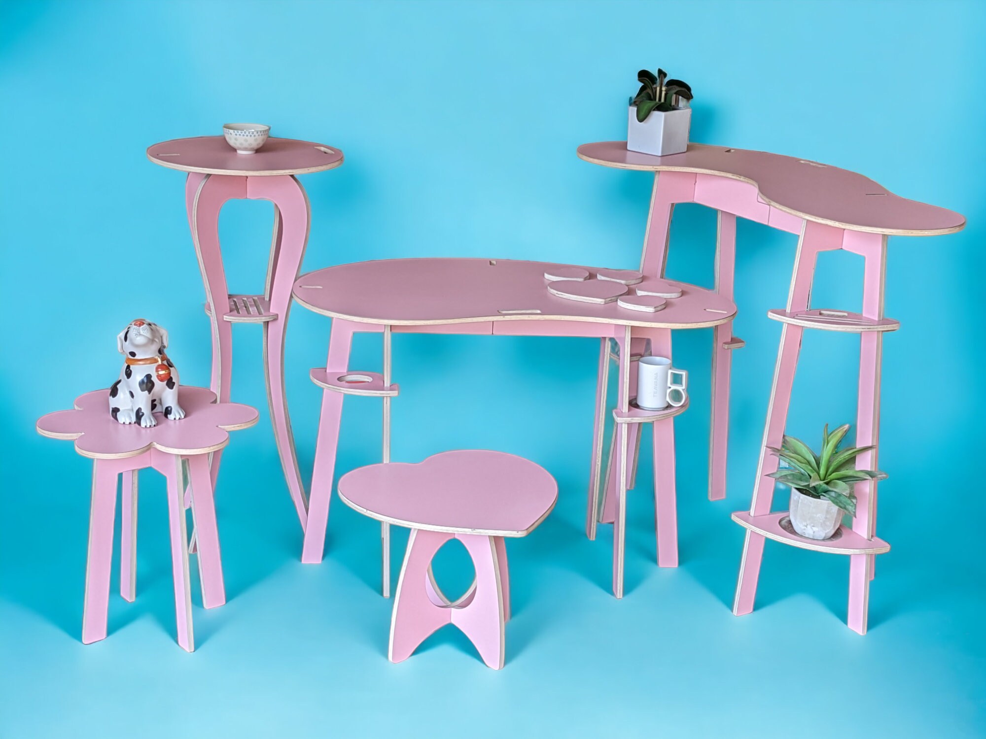 Pink Bean Desk: Curvy Work-from-home Table - Etsy