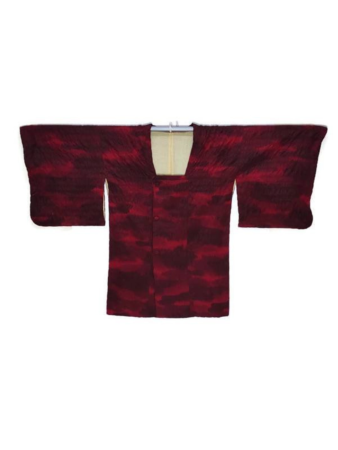 Japanese Traditional Michiyuki Brick Reddish Maroon Ruffle Textured ...