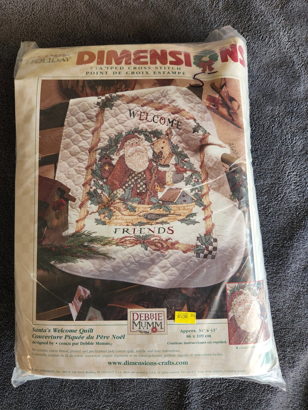 Vintage Debbie Mumm Holiday Dimensions Santa's Welcome Quilt Cross ...