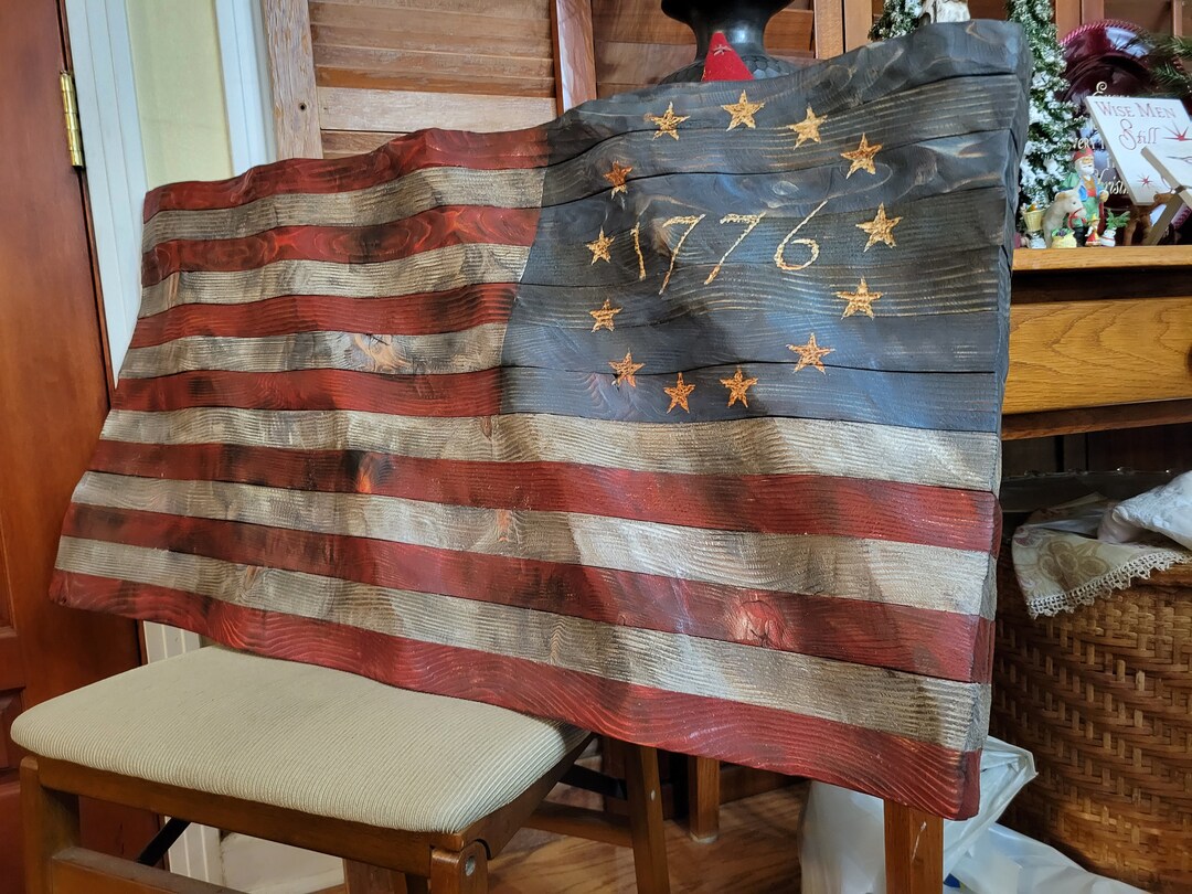Wavy Wood Rustic Assaulting Forward 1776 American Flag 37x19.5" - Etsy