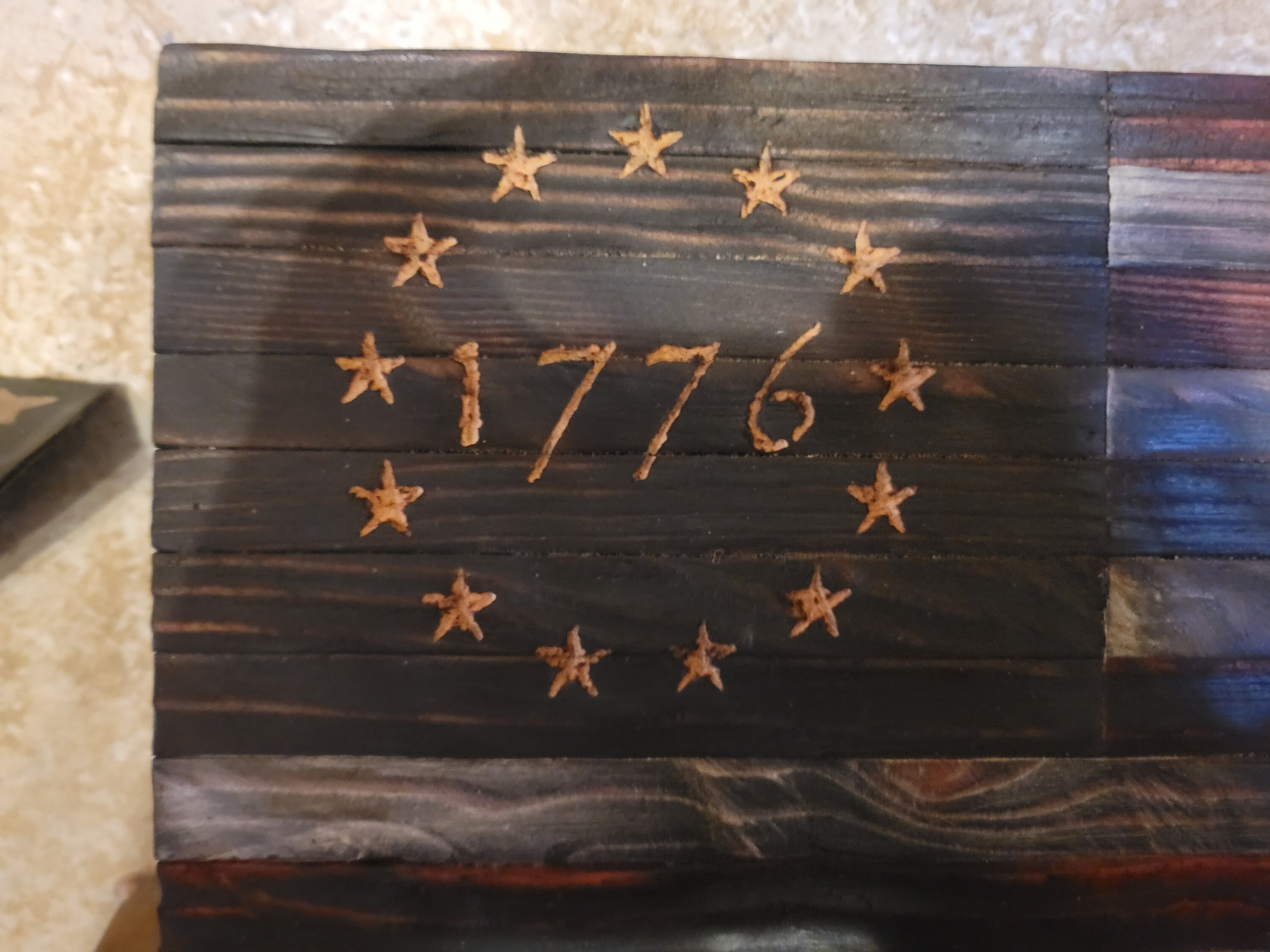 Wavy Wood Rustic 1776 American Flag 14x7.5" - Etsy