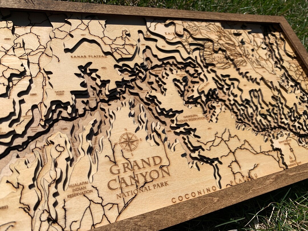 Grand Canyon National Park - Rim to Rim Hike - Grand Canyon Map - Gift ...