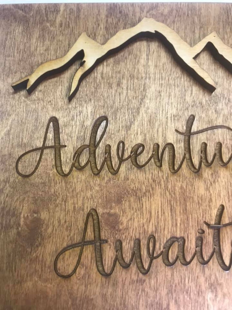 Adventure Awaits Sign Wood Adventure Sign Rustic Wall Decor | Etsy