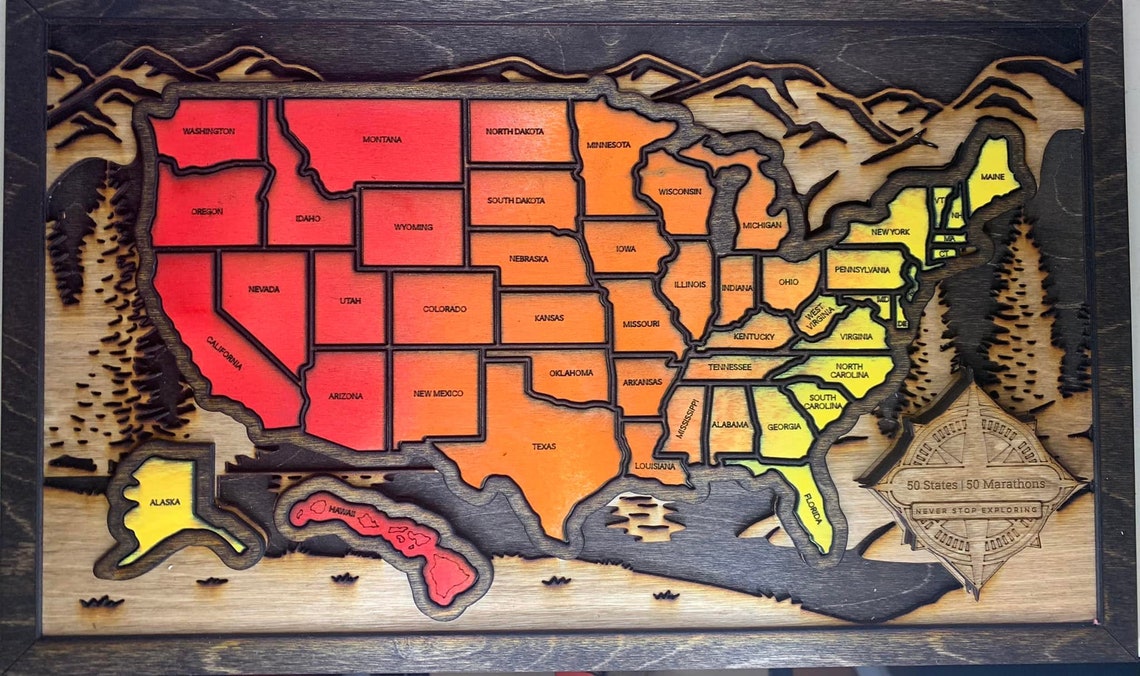 USA Travel Map 50 States Bucket List Map Personalized - Etsy