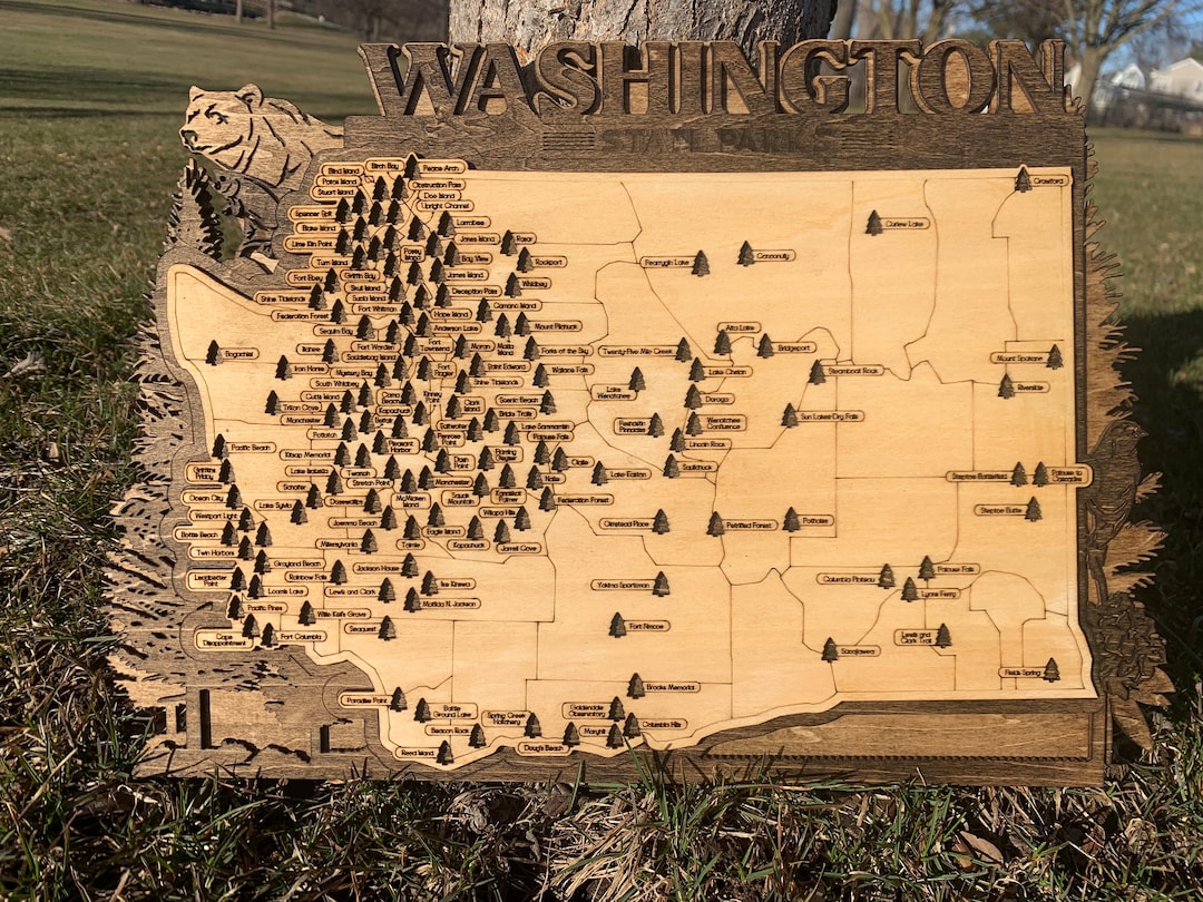 Washington State Parks Tracker Map: Wood Checklist, Camper Gift - Etsy