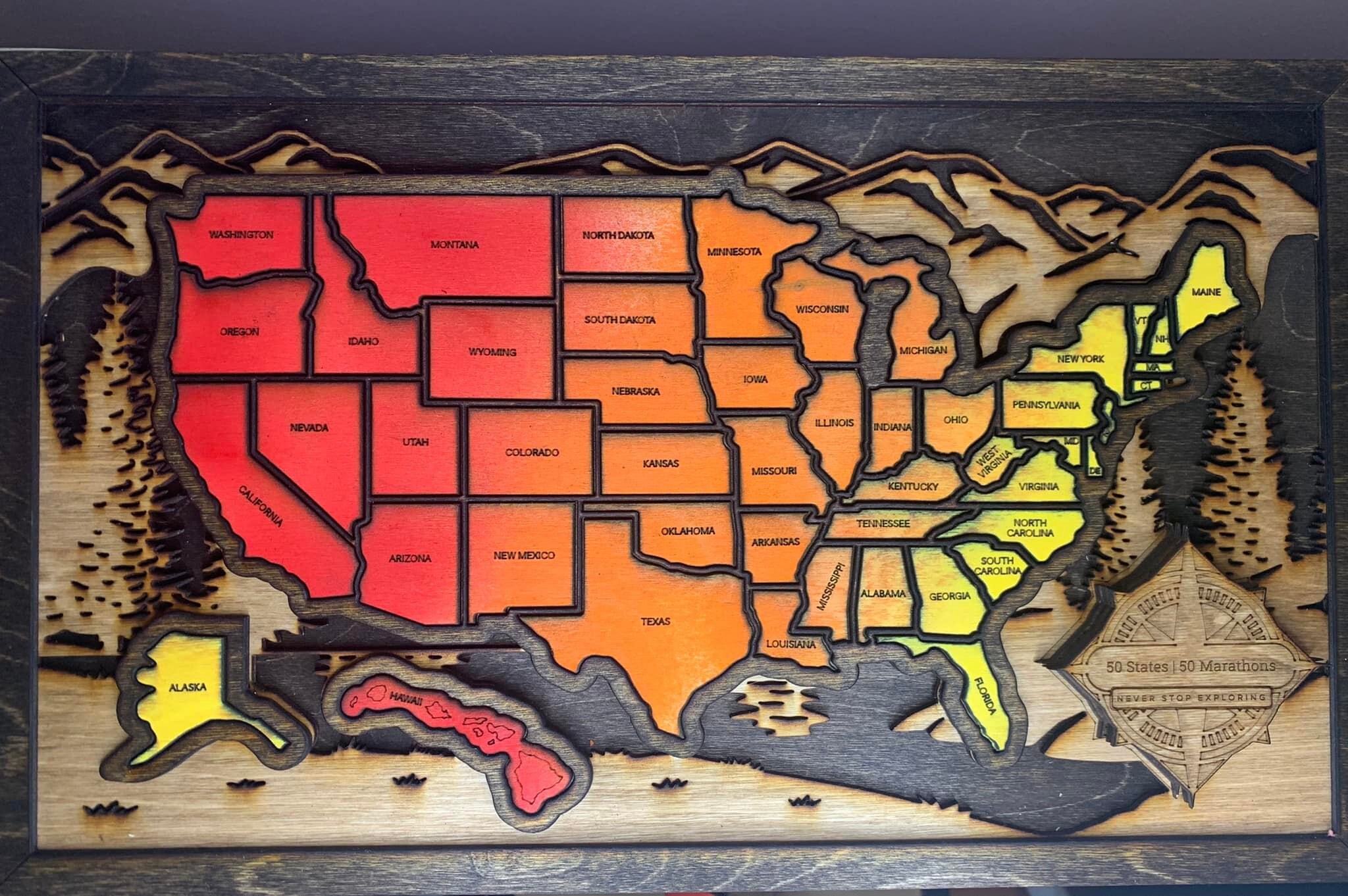 Map Of The United States Unted States Wooden Wall Map N Dark Stan ...