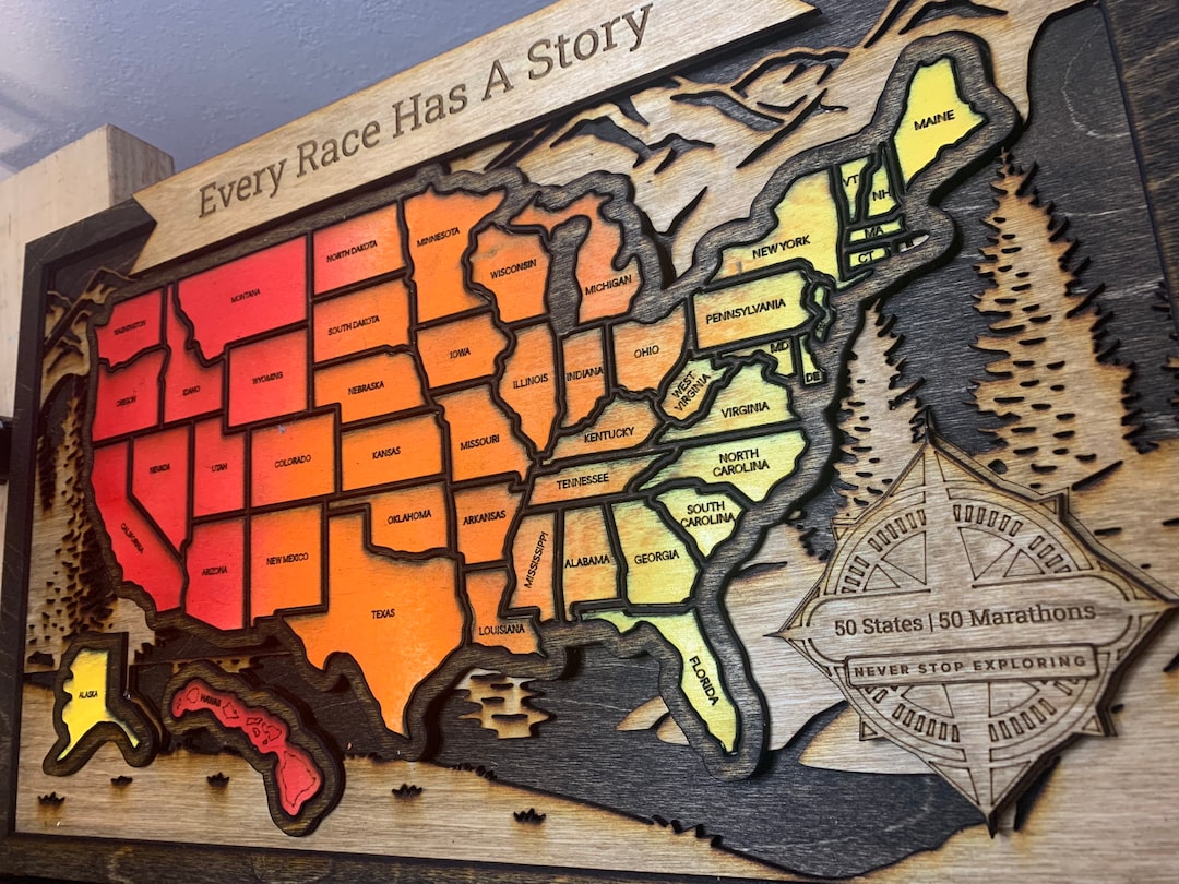 USA Running Map – 50 States Race Tracker, Personalized Gift - Etsy