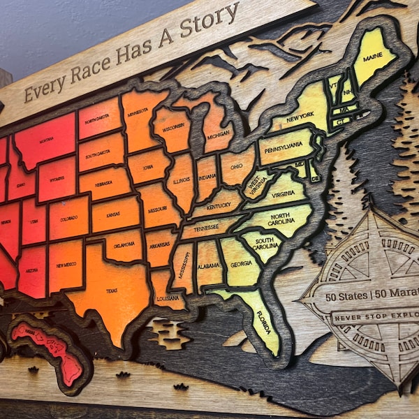 Half Marathon 50 States Map - Etsy