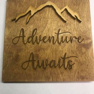 Adventure Awaits Sign, Wood Adventure Sign, Rustic Wall Decor, Travel ...