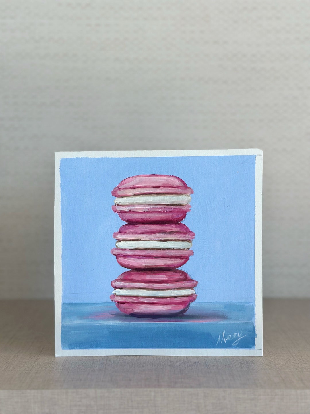 Food Painting Oil Painting Macaron Art Still Life Painting on Cardboard ...
