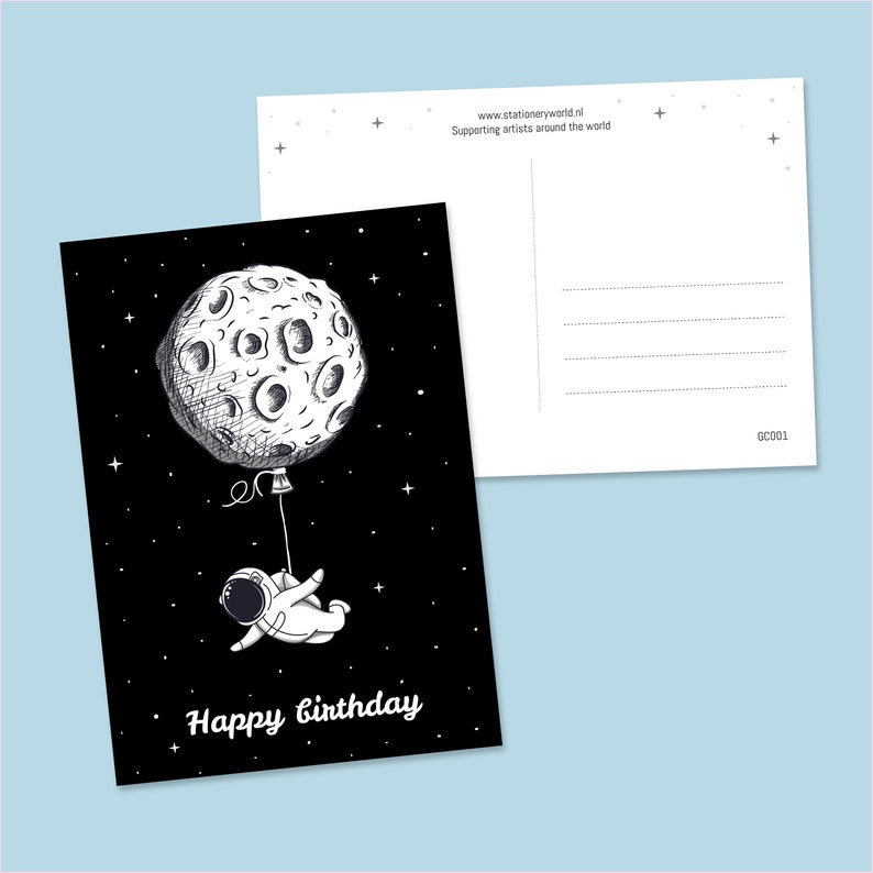 Space Themed Postcards (love, Birthday) - Etsy