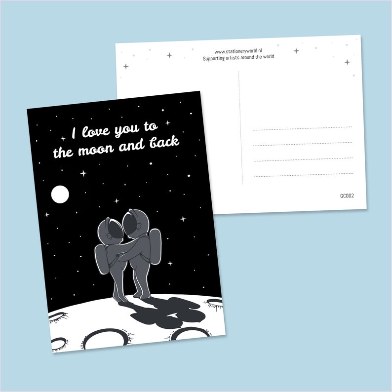 Space Themed Postcards (love, Birthday) - Etsy