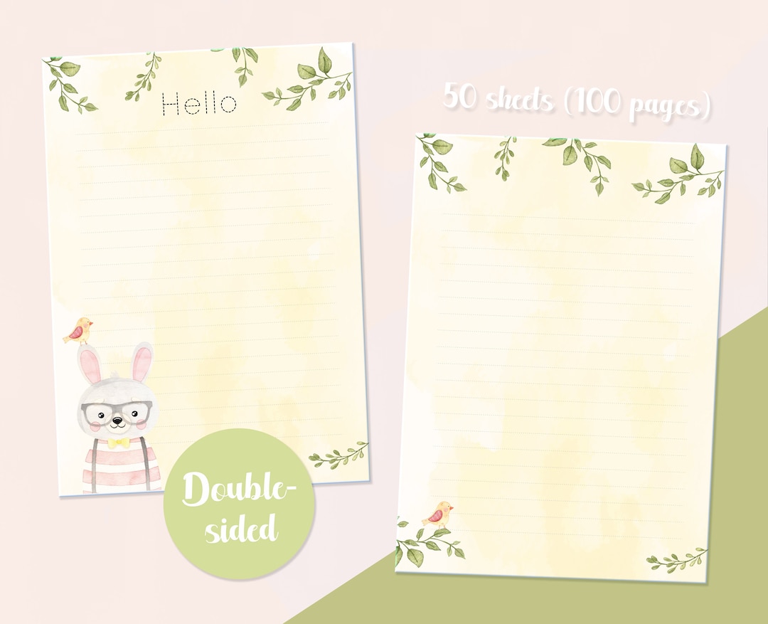 Bunny Writing Paper 50 Sheets - Etsy