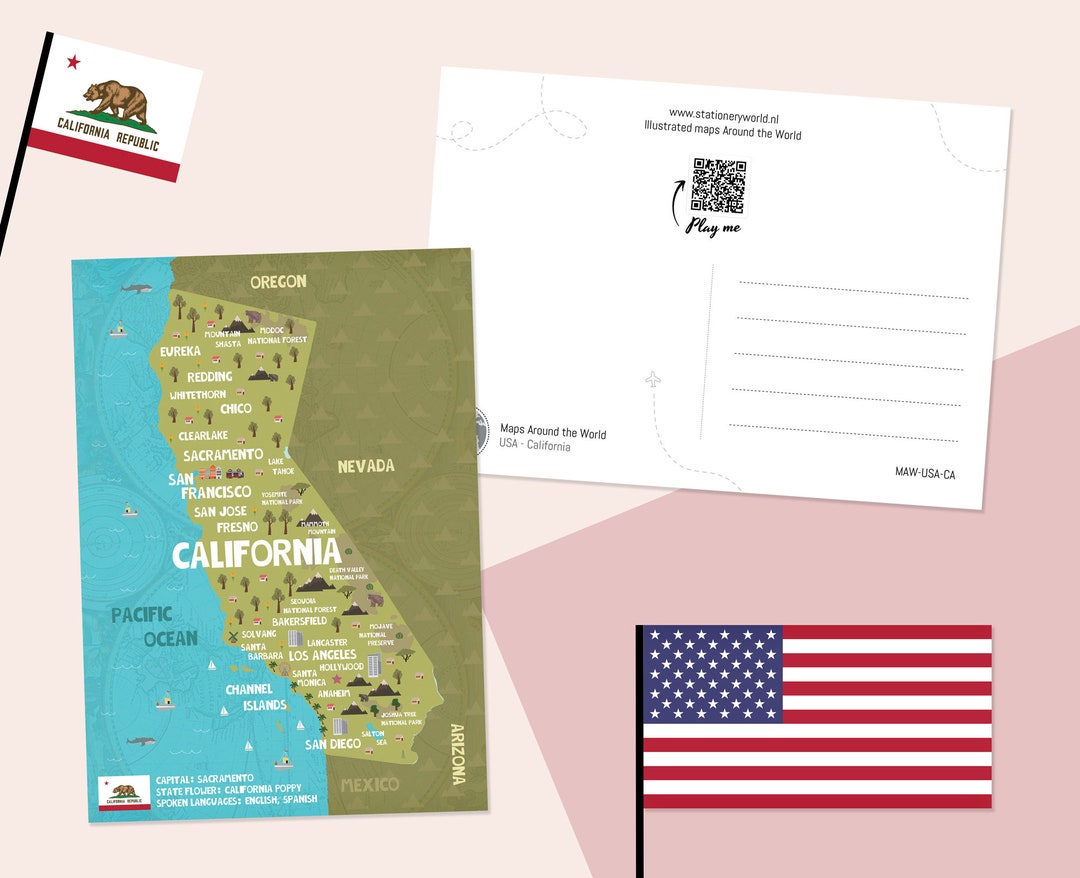 California, USA, Maps Around the World - Etsy
