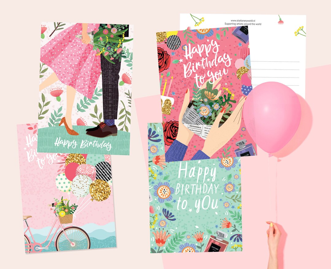 Happy Birthday Postcard Set - Etsy
