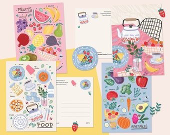 Food Philosophy Postcard Set Red Set Illustrated Food Postcards ...