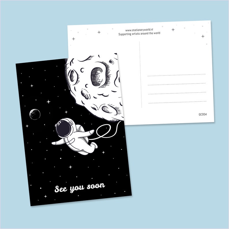 Space Themed Postcards (love, Birthday) - Etsy