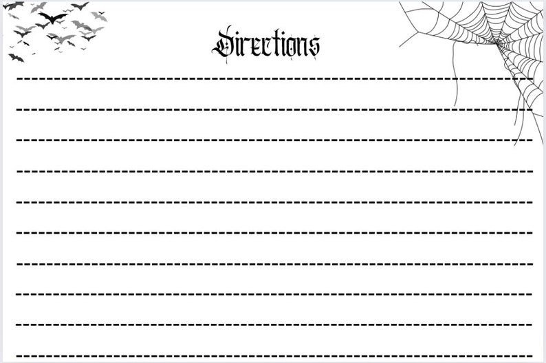 Gothic Simple Recipe Card | Download | Printable | Goth | Black & White ...
