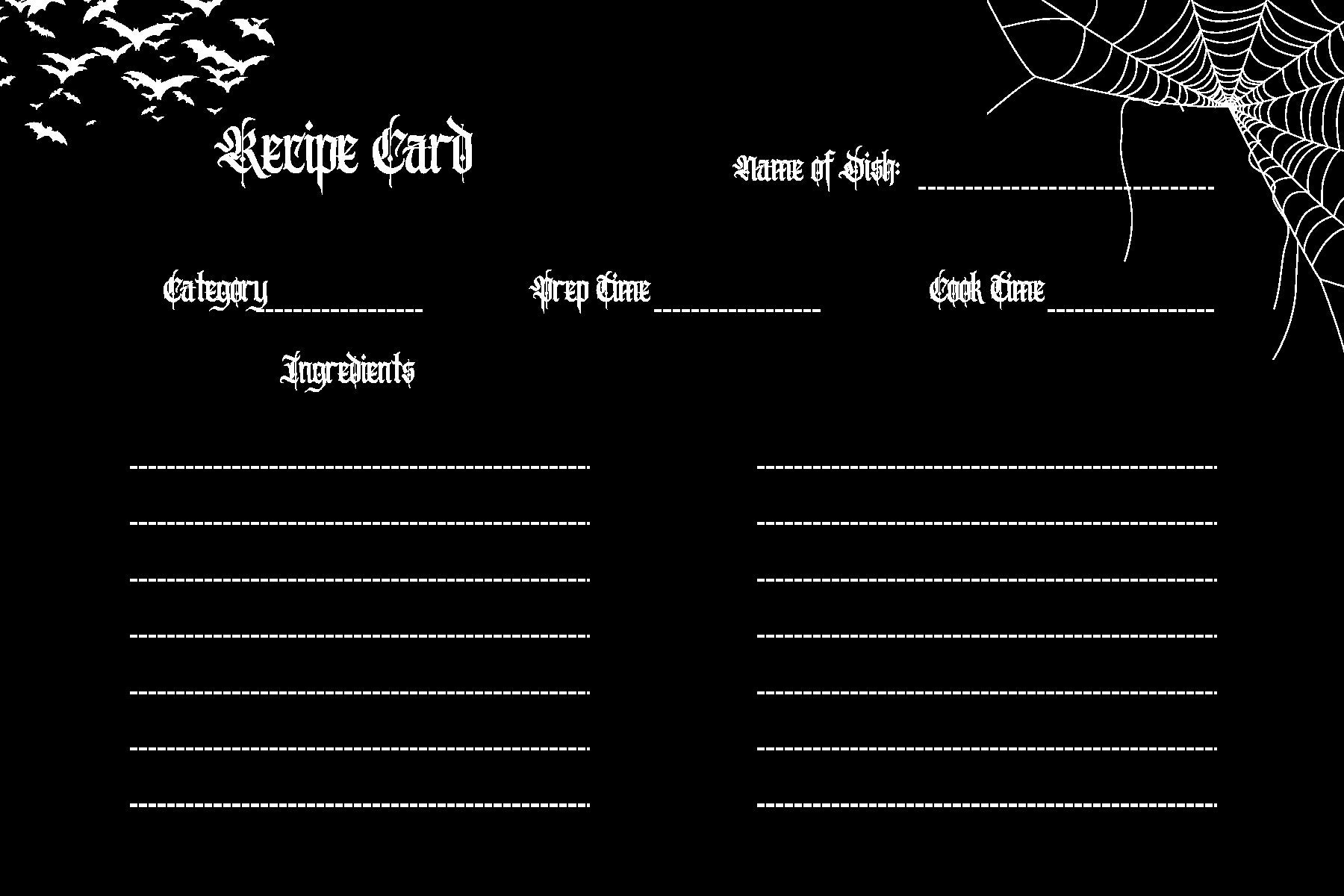 Gothic Simple Recipe Card | Download | Printable | Goth | Black & White ...