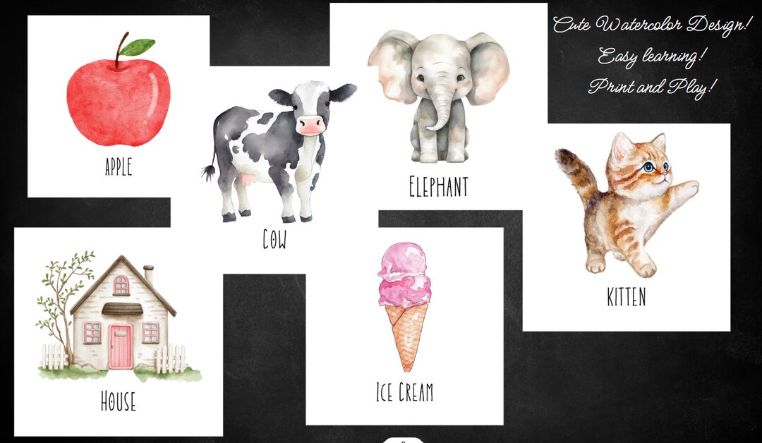 Watercolor Preschool Alphabet Learning Cards | Print and Play ...