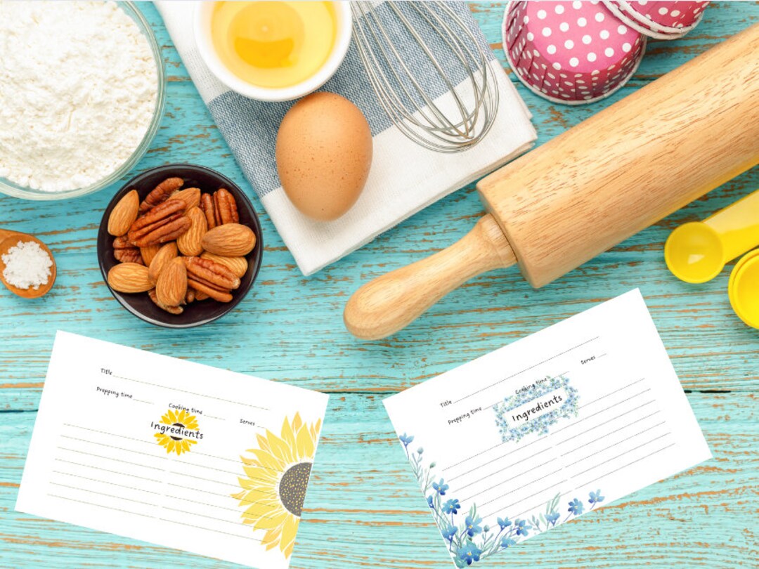 Flower Recipe Cards | Sunflower | Peony | Violet | Rose | Forget Me ...