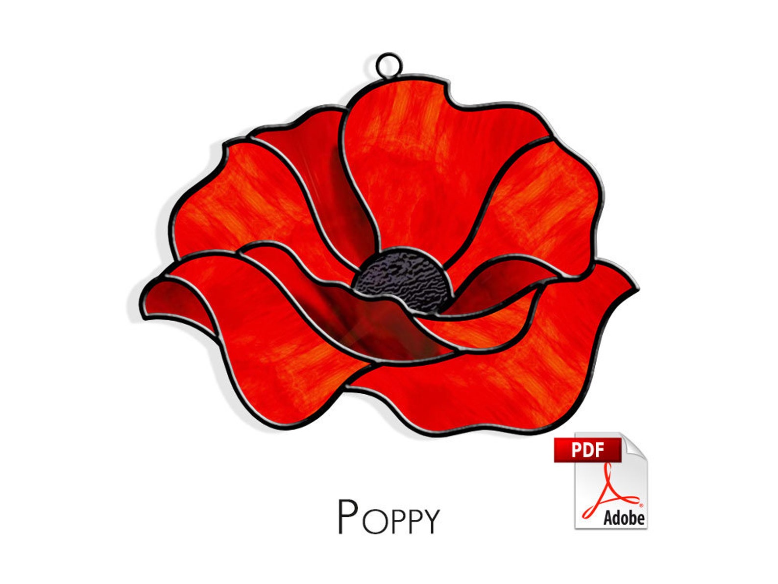 Poppy Stained Glass Pattern. Flower Suncatcher. Poppy Template for ...