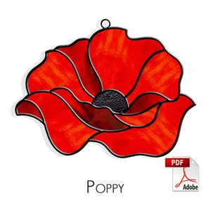 Poppy Stained Glass Pattern. Flower Suncatcher. Poppy Template for ...