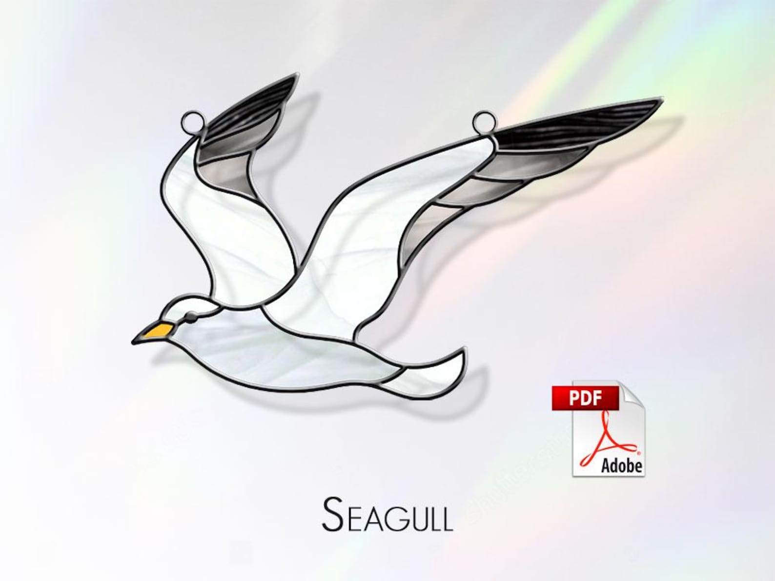 Seagull Stained Glass Pattern. Bird Suncatcher. Template for Making ...