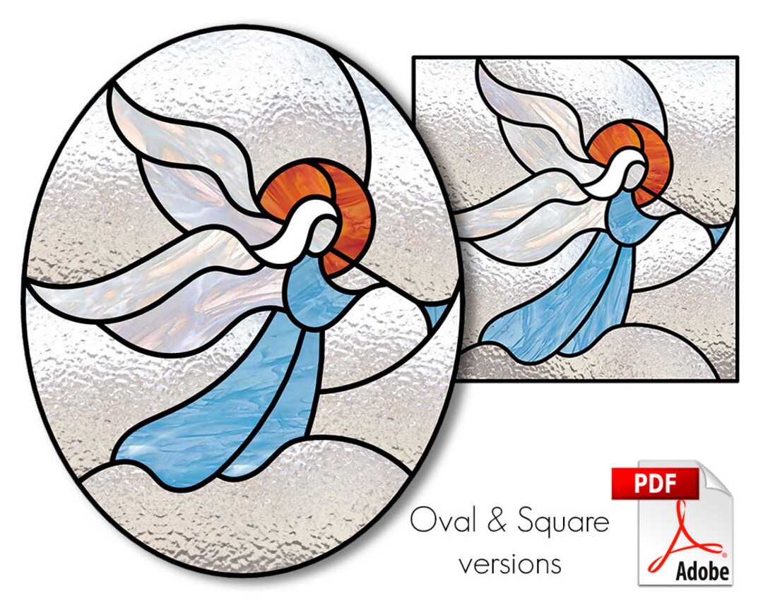 Guardian Angel Stained Glass Pattern. Flying Angel Suncatcher. PDF ...
