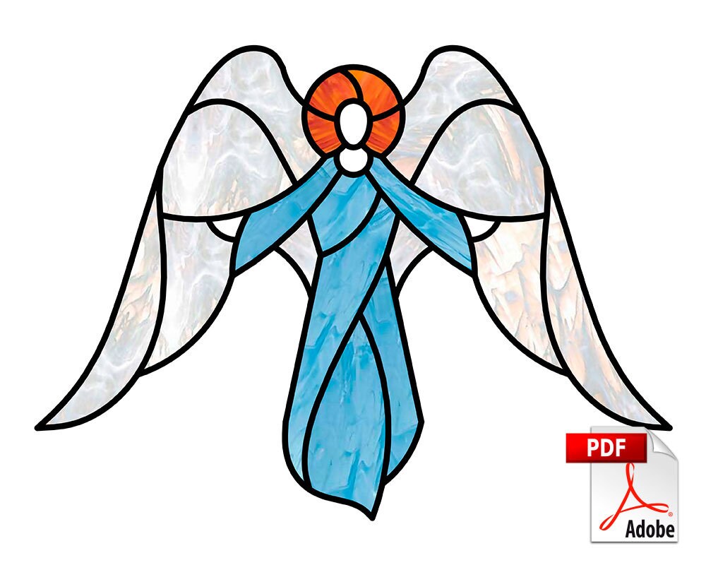 Guardian Angel Stained Glass Pattern. Angel Suncatcher. PDF Digital ...