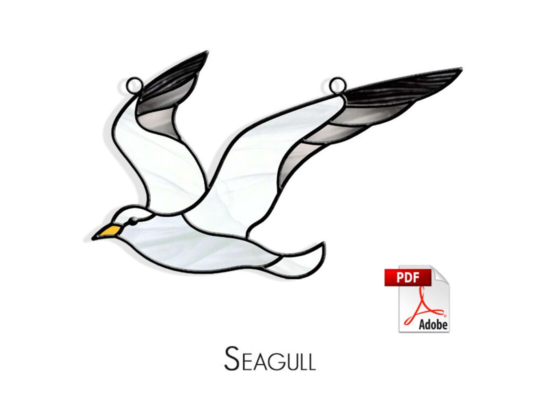 Seagull Stained Glass Pattern. Bird Suncatcher. Template for Making ...