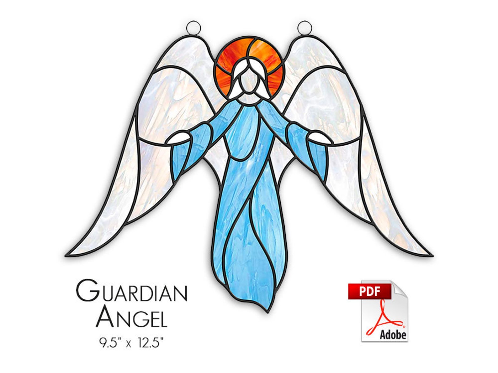 Guardian Angel Stained Glass Pattern. Praying Angel Suncatcher. Flying ...