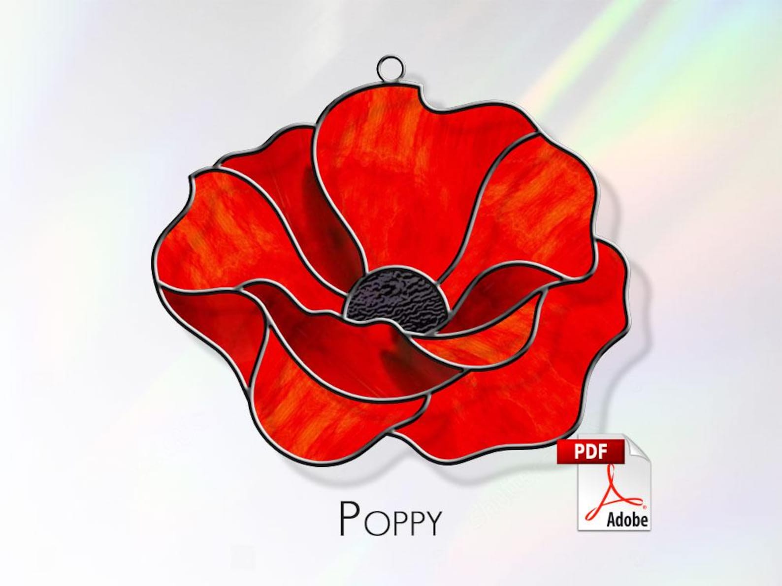 Poppy Stained Glass Pattern. Flower Suncatcher. Poppy Template for ...