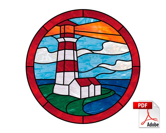 Lighthouse Stained Glass Pattern. Seascape Suncatcher. PDF | Etsy