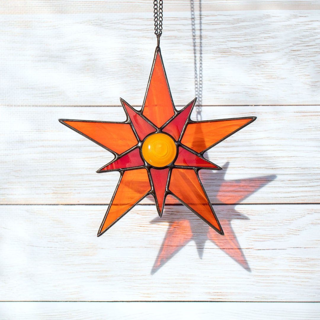 Stained Glass Star Suncather. Christmas Decor. Color Glass Star. Window ...