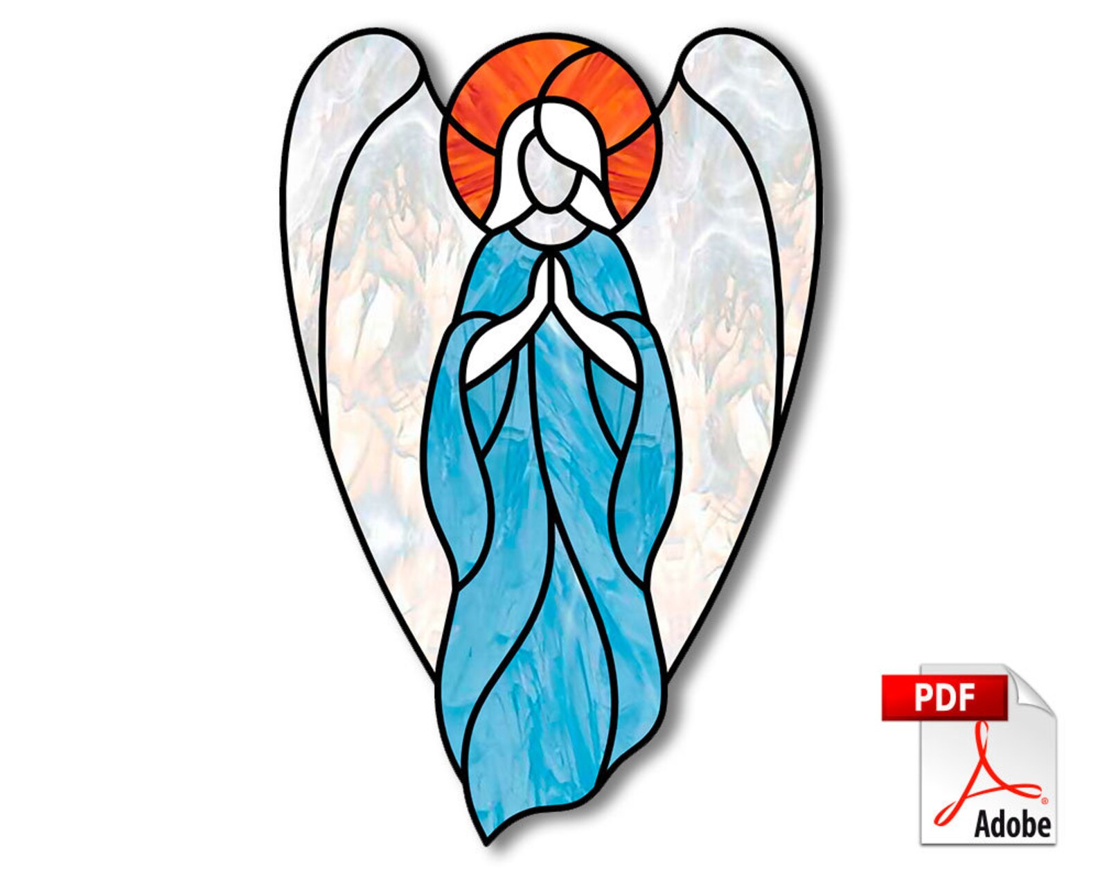 Praying Angel Stained Glass Pattern. Guardian Angel Suncatcher. PDF ...