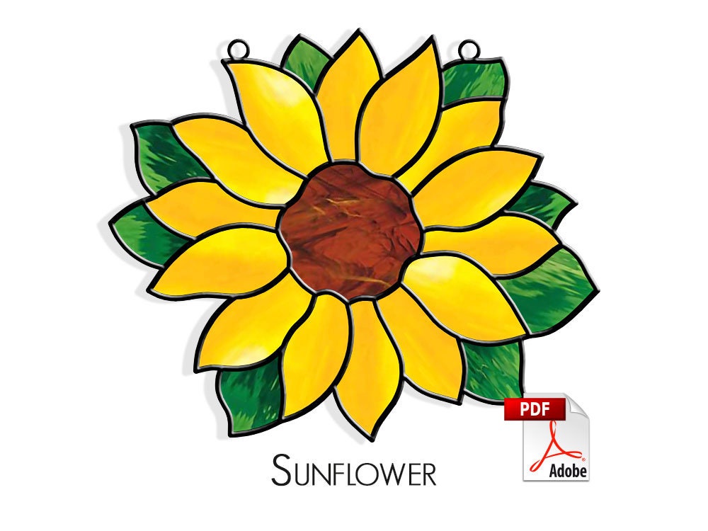 Sunflower Stained Glass Pattern. Flower Suncatcher. Sunflower Template ...