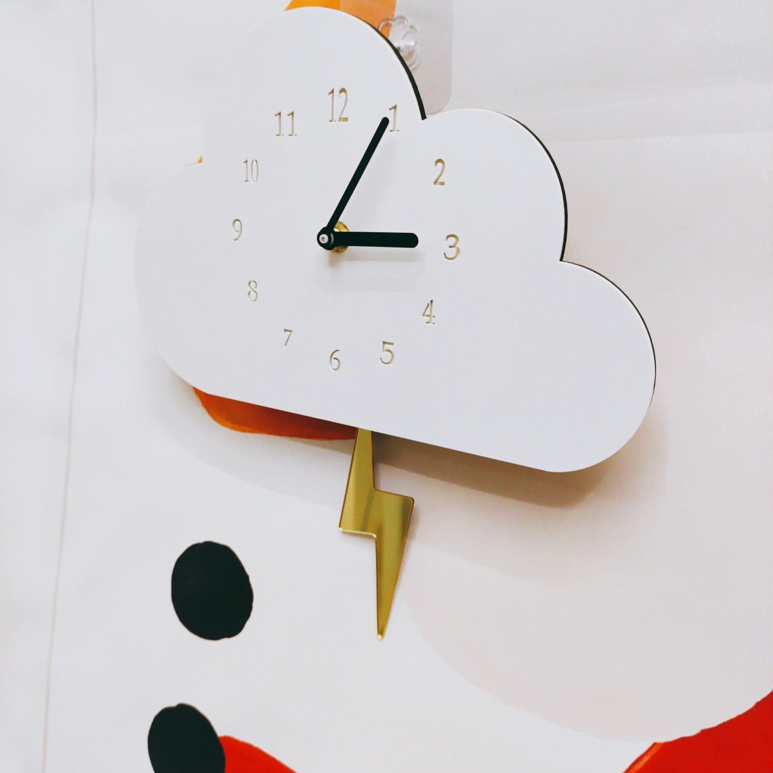 Wooden Cloud Shaped Wall Clock Nordic Lightning Swing Prop | Etsy