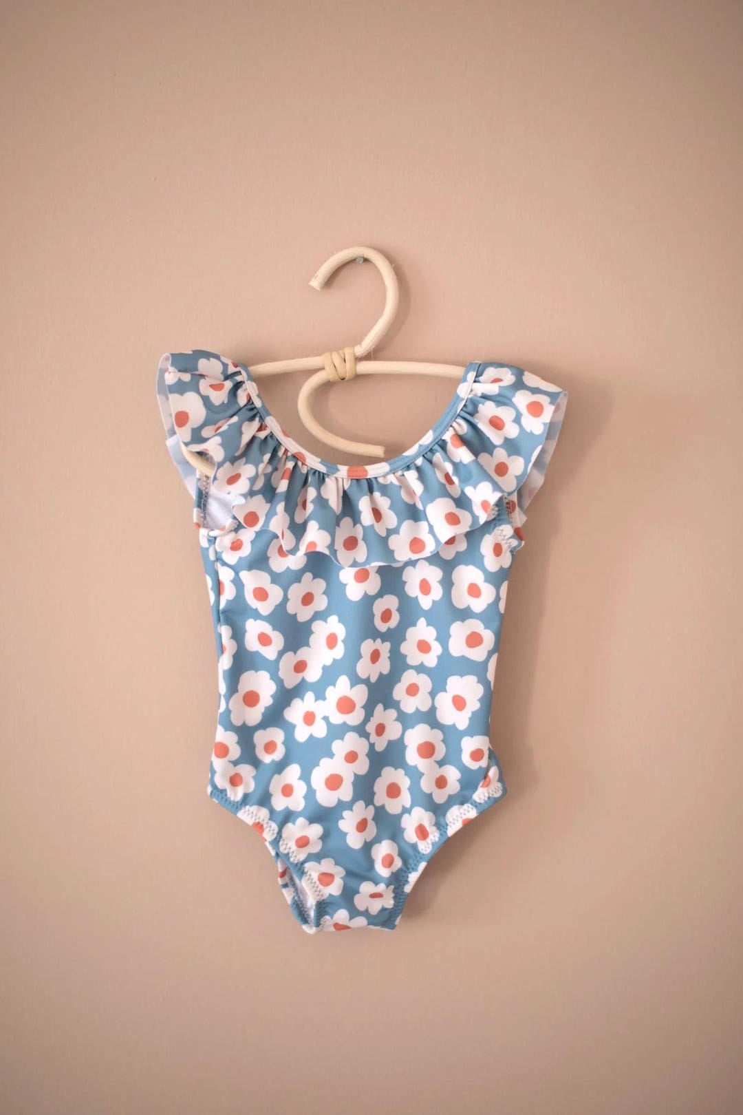 Retro Floral Patterned Ruffled Swimsuit - Etsy