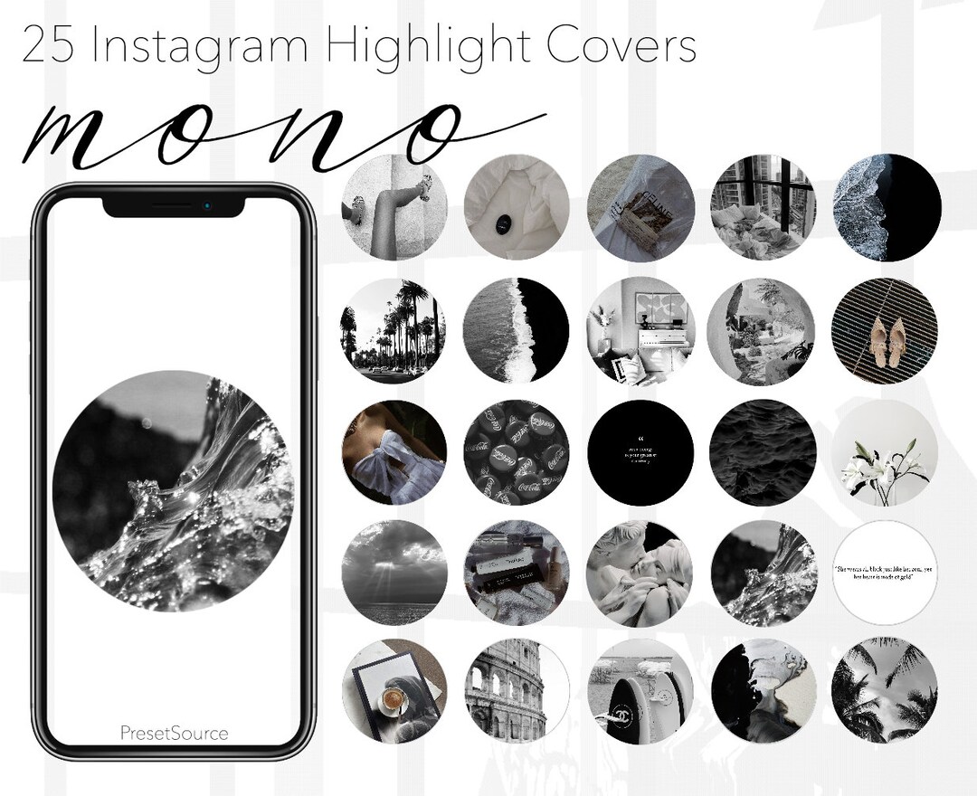 25 Highlight Covers for Instagram | Monotone Story Covers | Widget ...