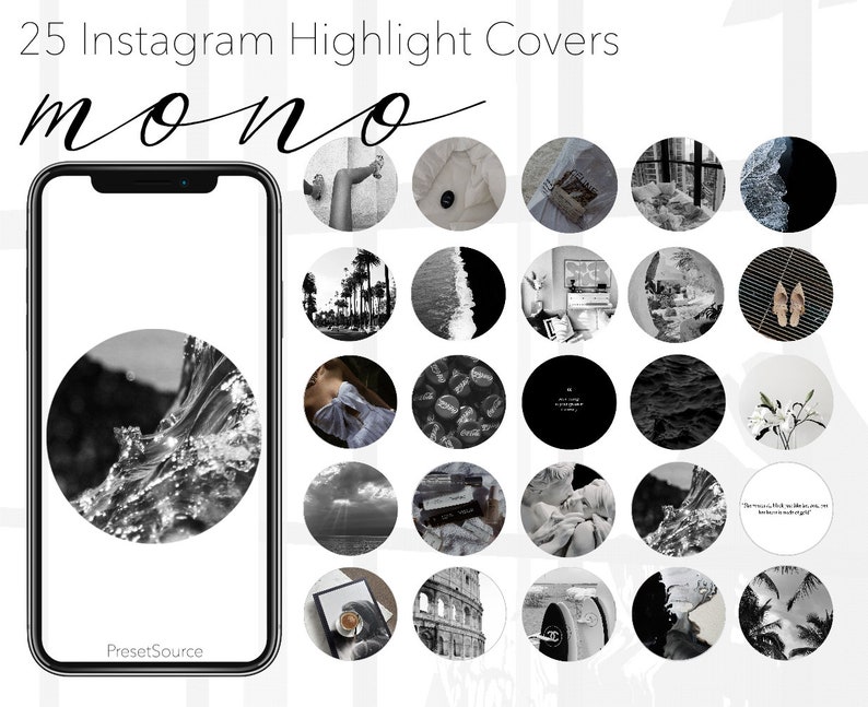25 Highlight Covers for Instagram Monotone Story Covers - Etsy