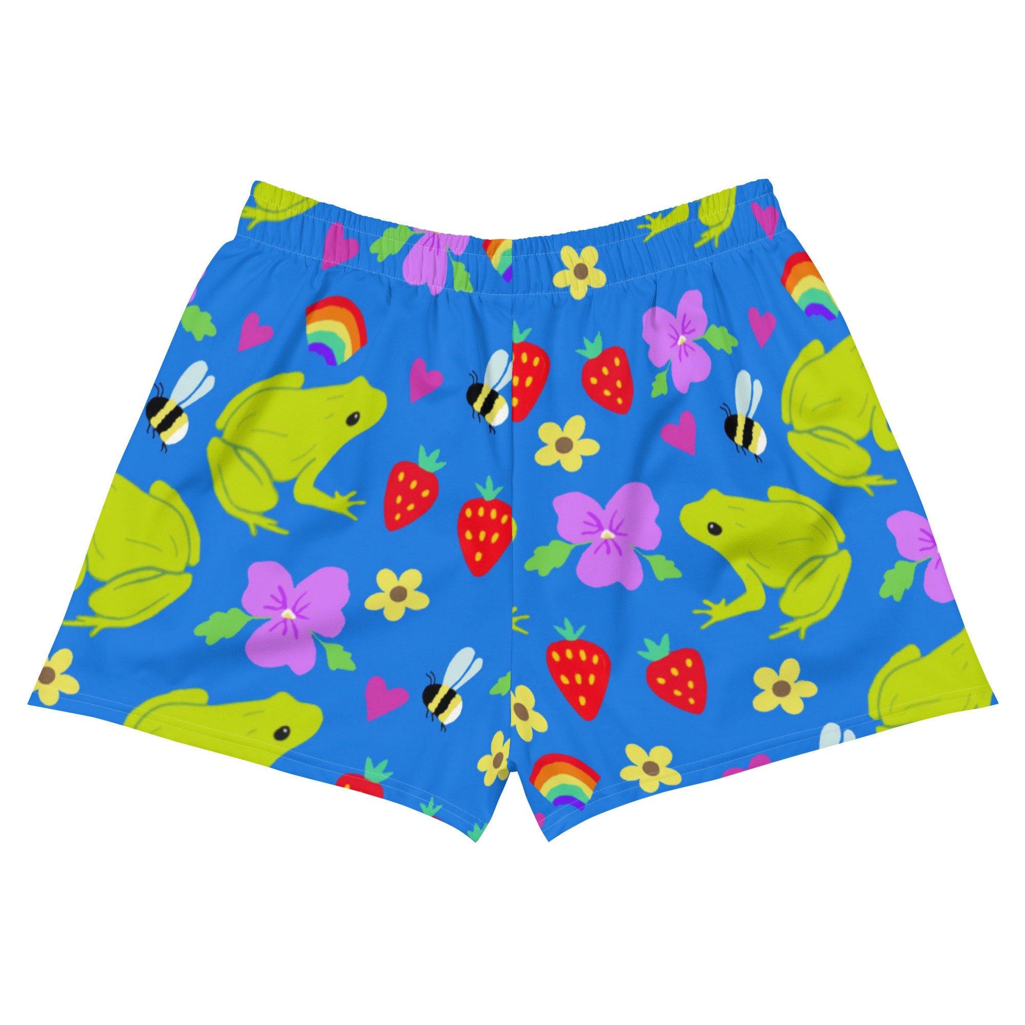 Frog Rainbow Strawberry Print Shorts Frog Shorts Nature | Etsy