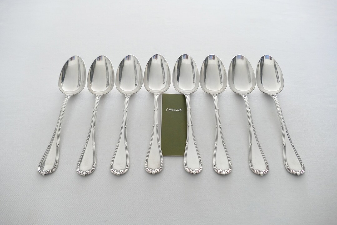 Christofle - Rubans - A Set of 8 Silver-plated Dinner Spoons - France ...