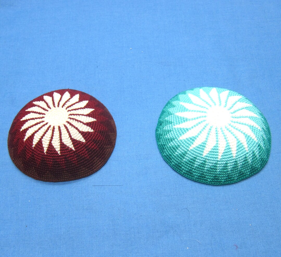Mayan Guatemala Flower Sunburst Crocheted Kippah 6" Fair Trade - Etsy