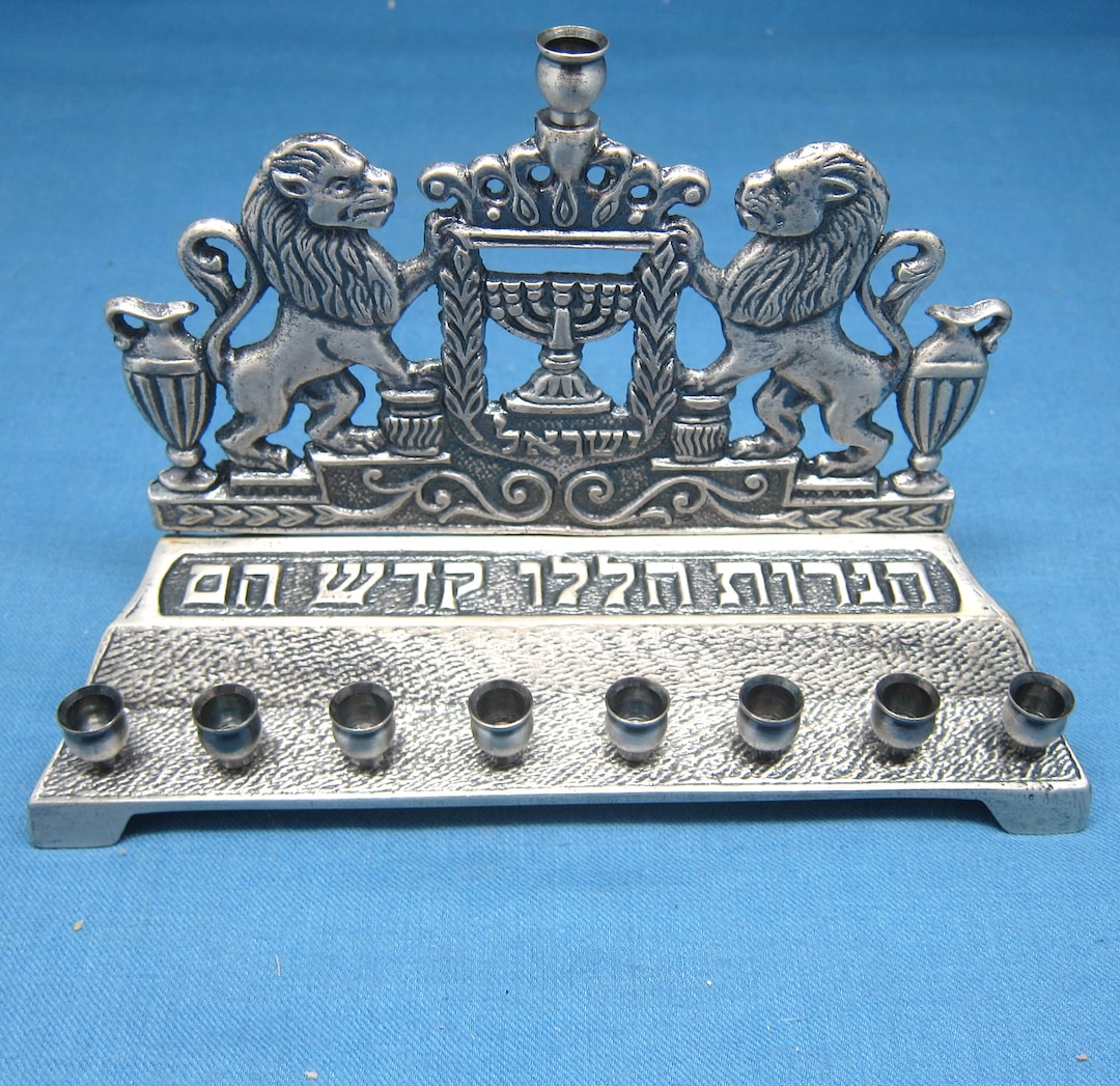 Silver Plated Lions of Judah Menorah - Etsy