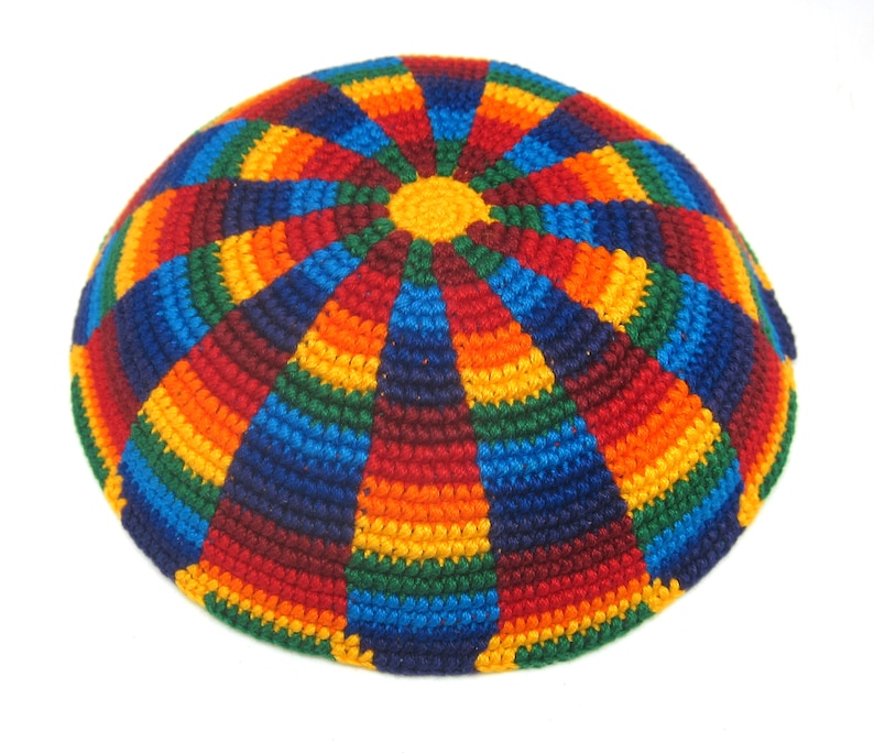 Psychedelic Rainbow Pride Mayan Fair Trade Hand-crocheted Kippah - Etsy