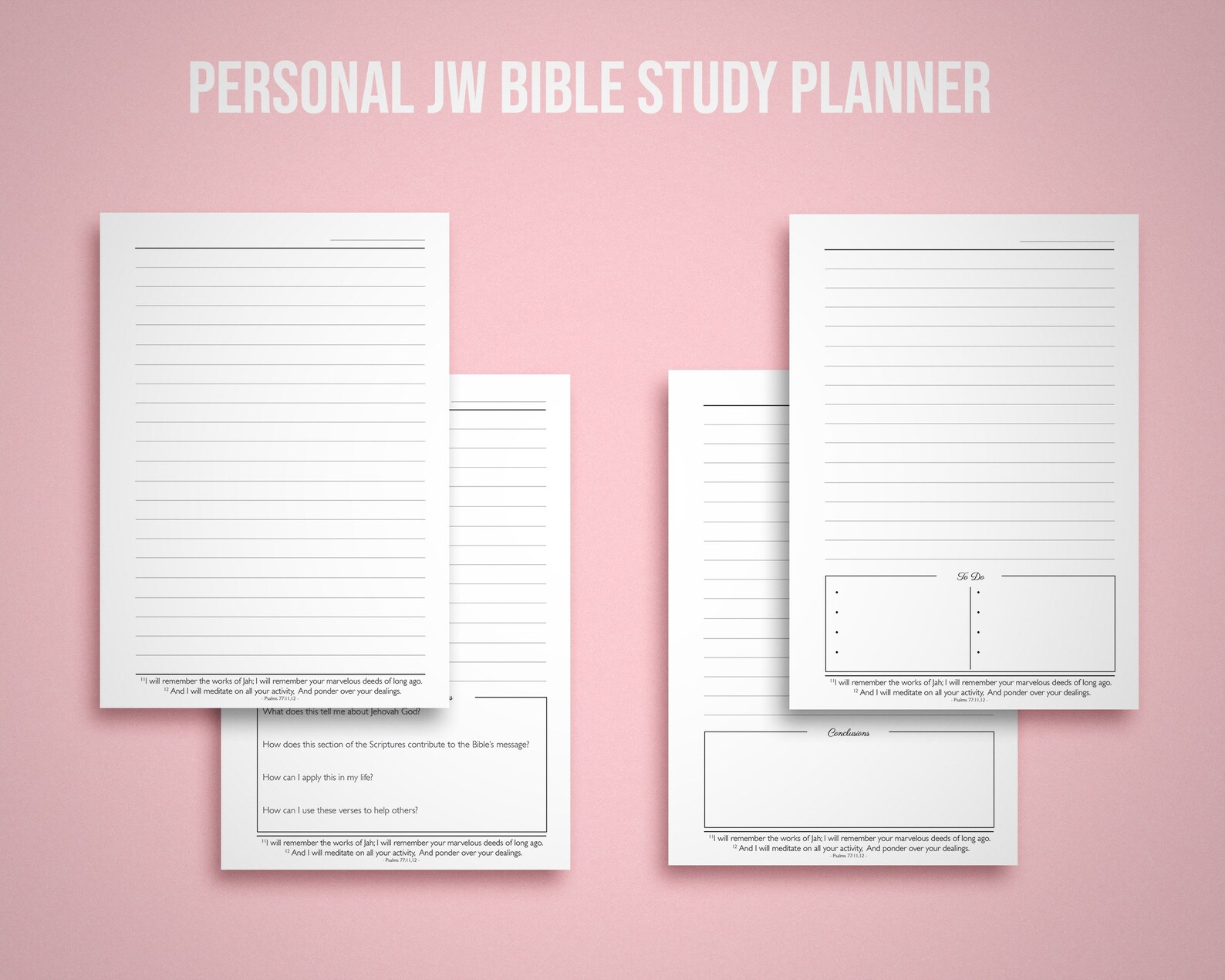 JW Personal Bible Study Planner Kit Printable Bundle Bible | Etsy