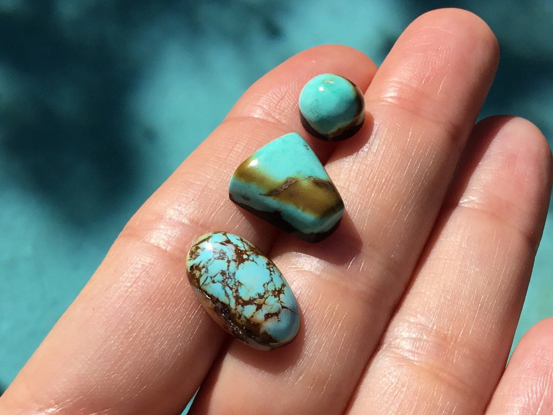 Natural Turquoise With Brown Matrix Set of 3 Cabochon - Etsy