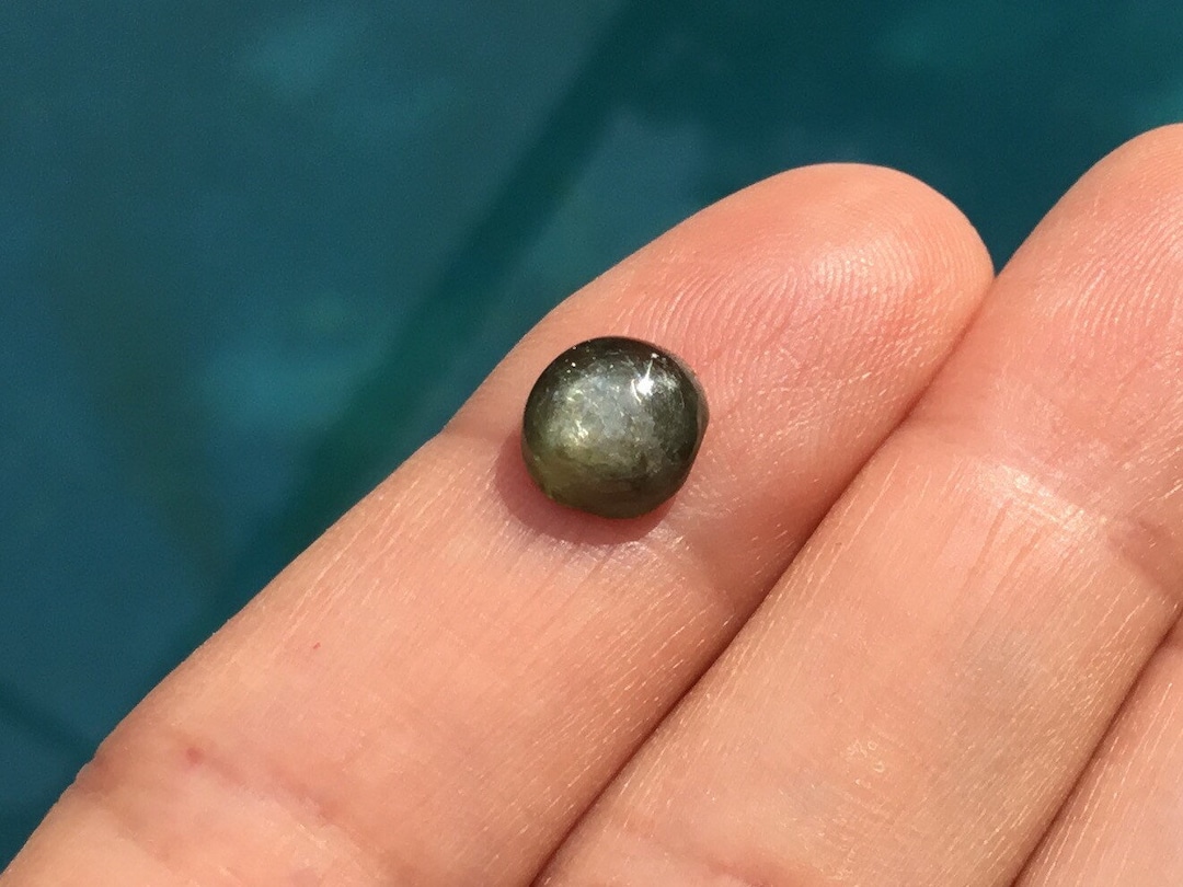 Flashy Black Star Sapphire Corundum 8 Mm Diameter Round Cabochon ...